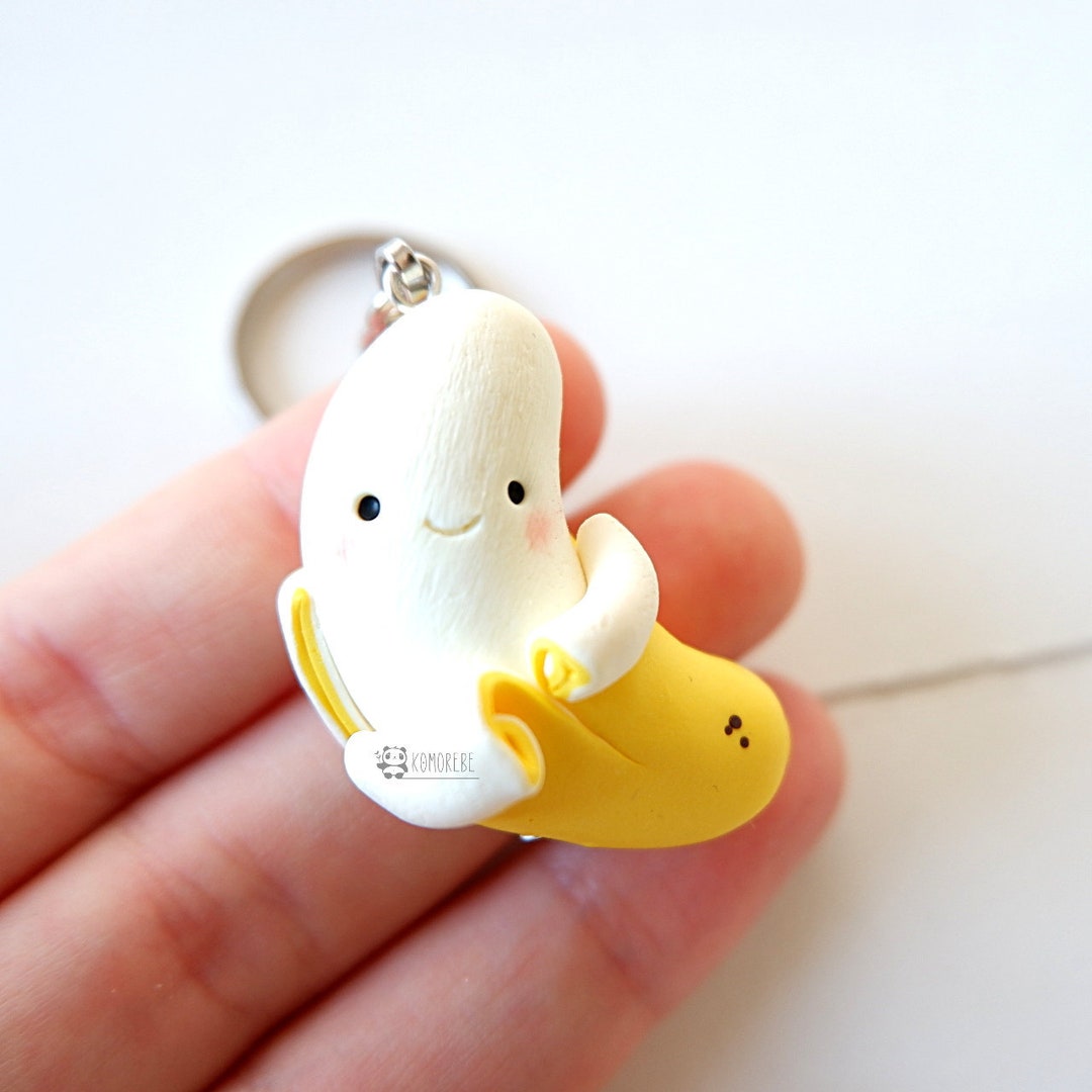 Kawaii Banana, Fimo Key Ring, Handmade, Polymer Clay Key Ring - Etsy