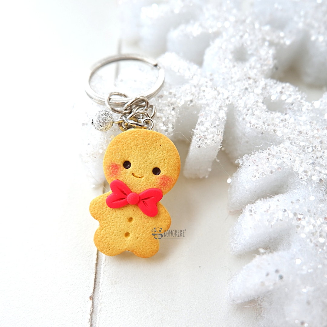 Biscuit Man, Gingerbread Man, Gingerbread, Handmade Fimo Key Ring - Etsy
