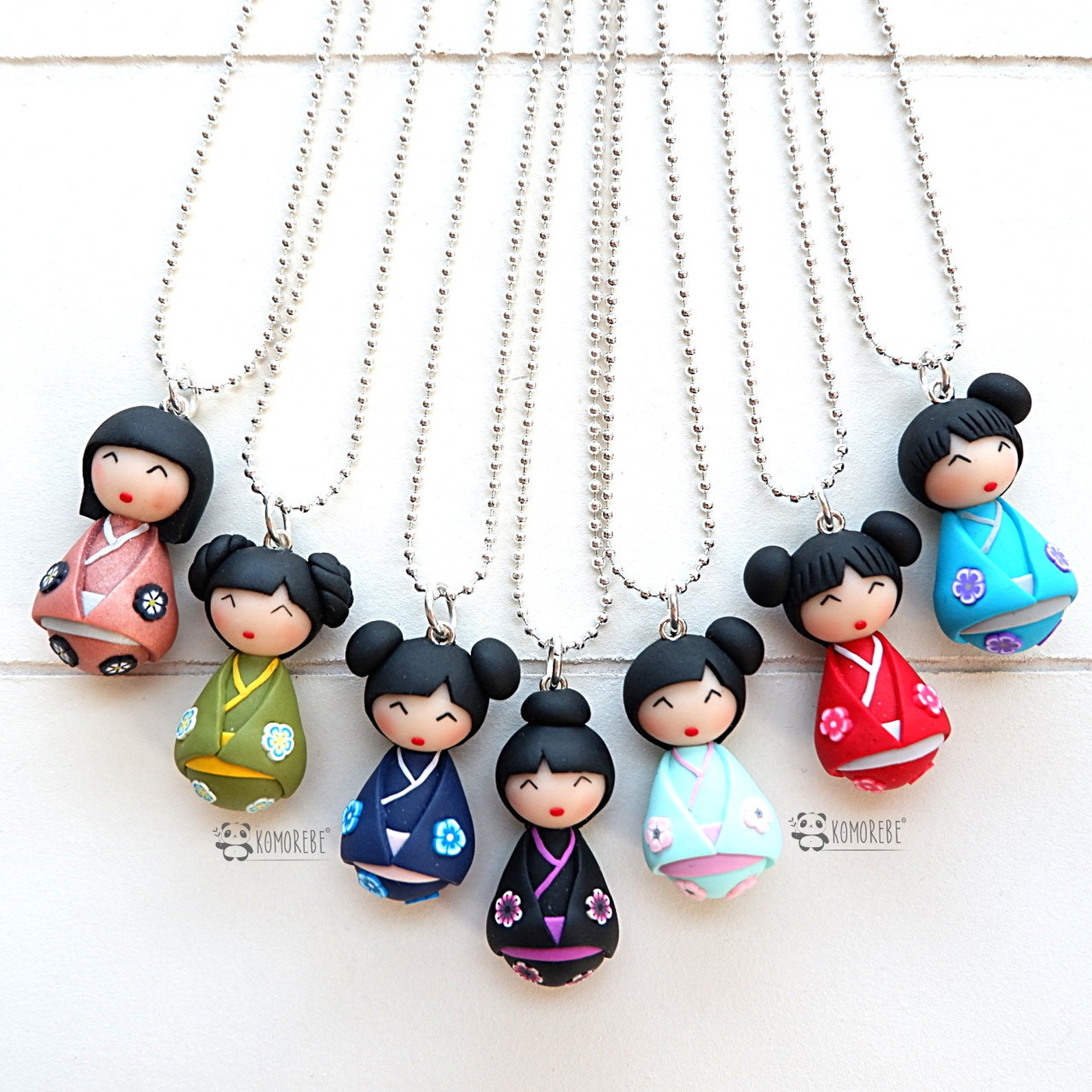 Kokeshi Doll in Fimo Japanese Dolls With Colorful Kimonos - Etsy