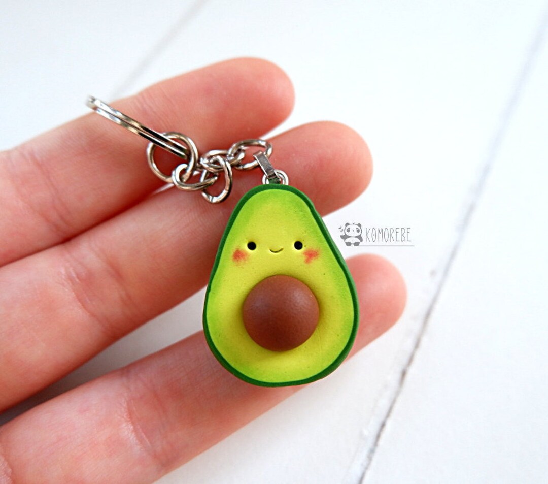 Avocado Kawaii Keyring, Fimo Keyring, Avocado Green Passion, Gift ...