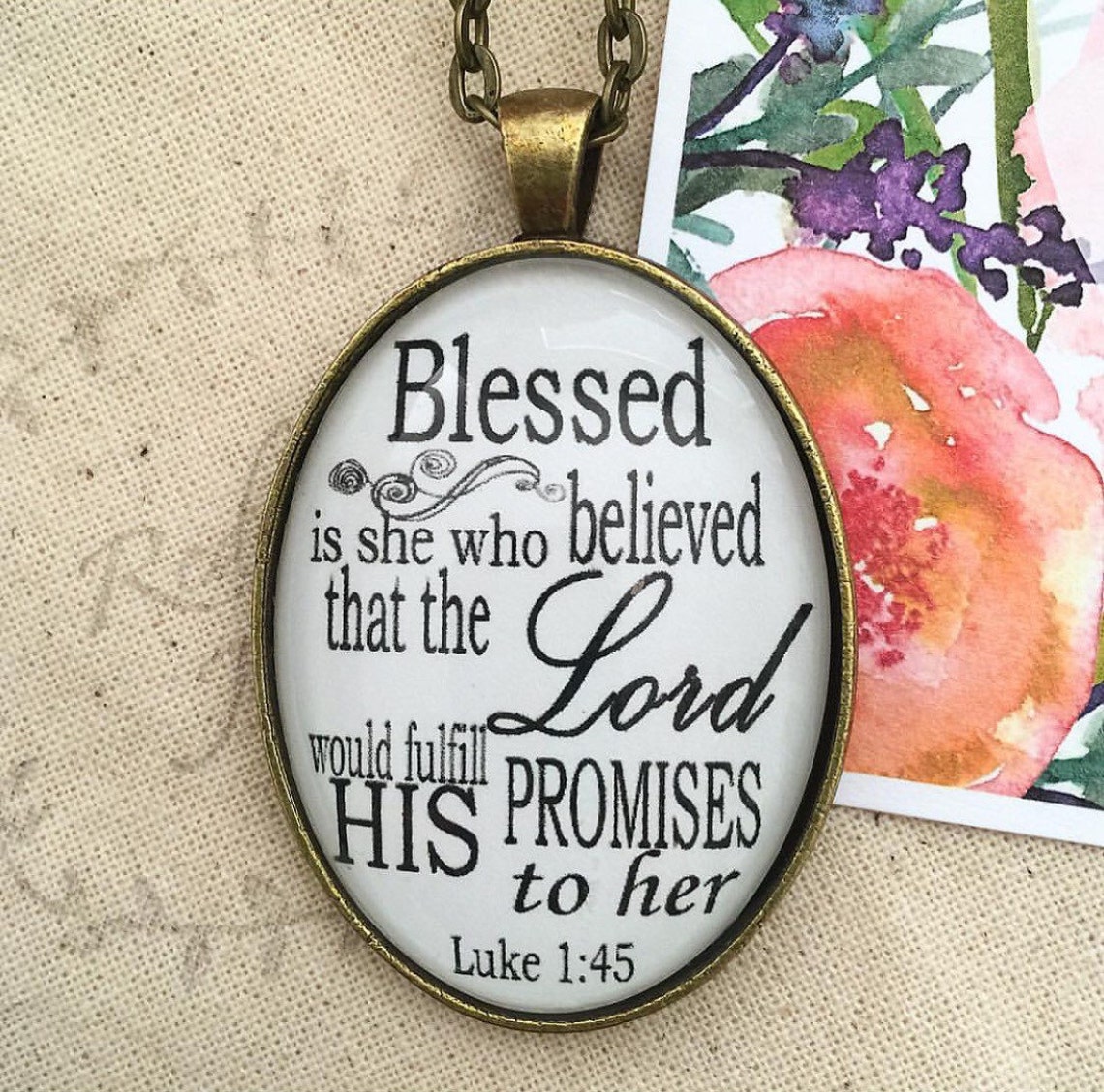 Bible Verse Pendant Necklace blessed is She Who Believed - Etsy