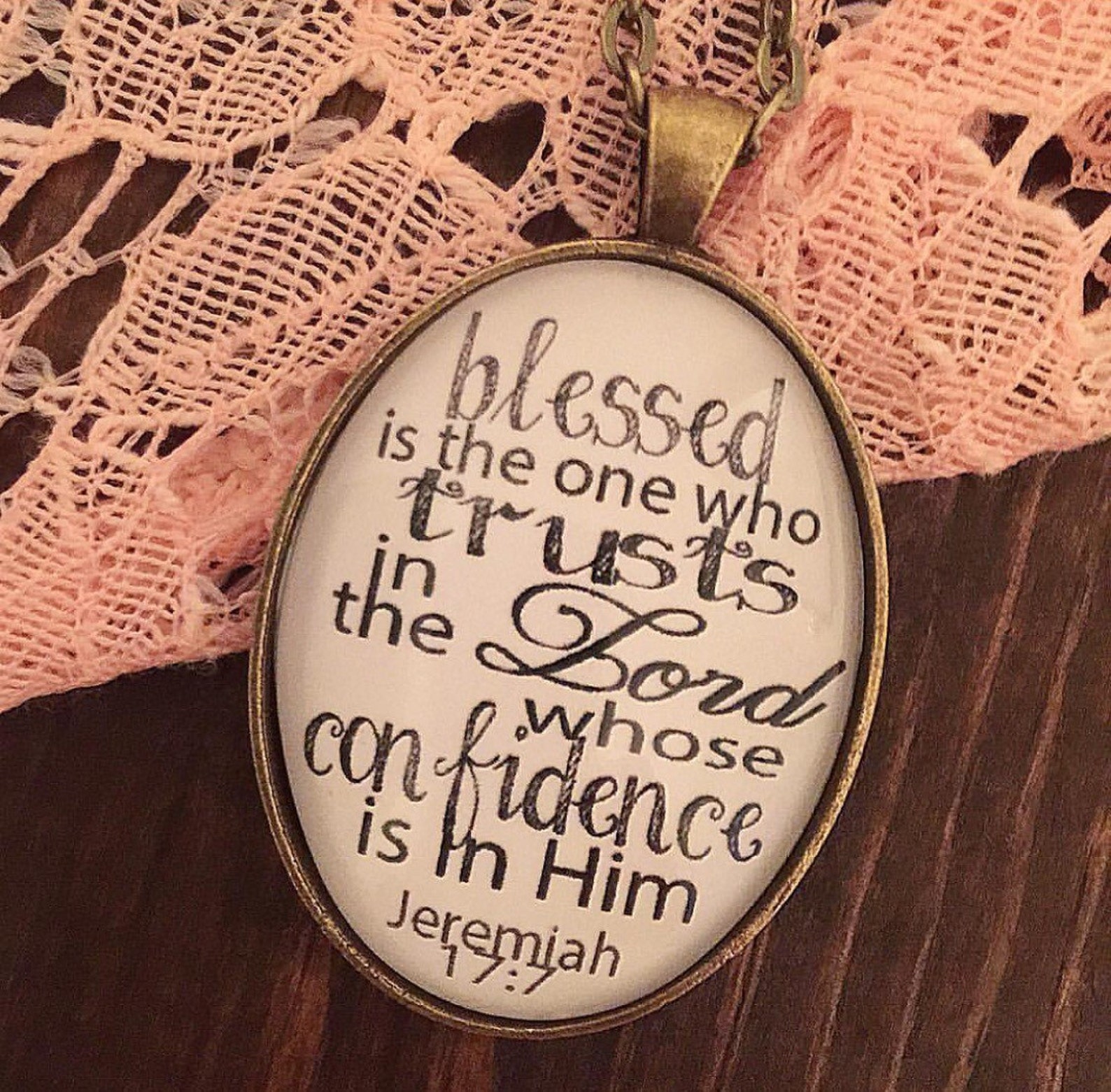 Oval Bible Verse Pendant Necklace blessed is the One Who - Etsy