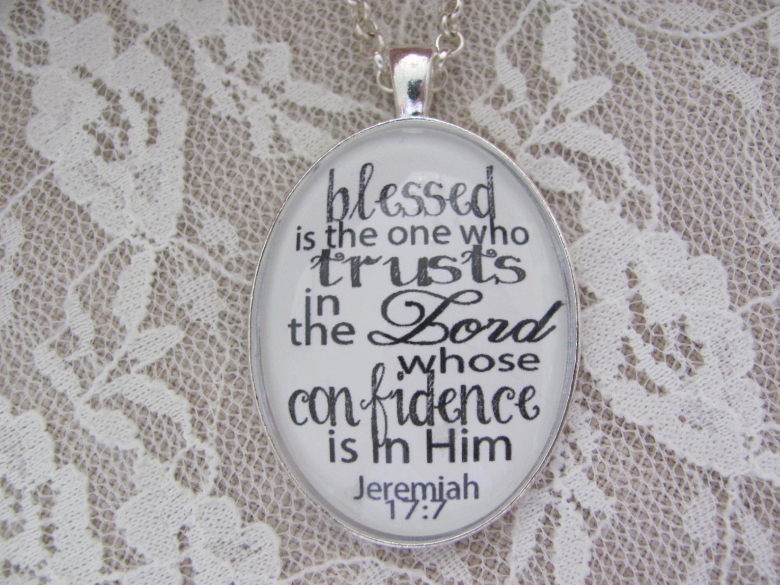 Oval Bible Verse Pendant Necklace blessed is the One Who - Etsy