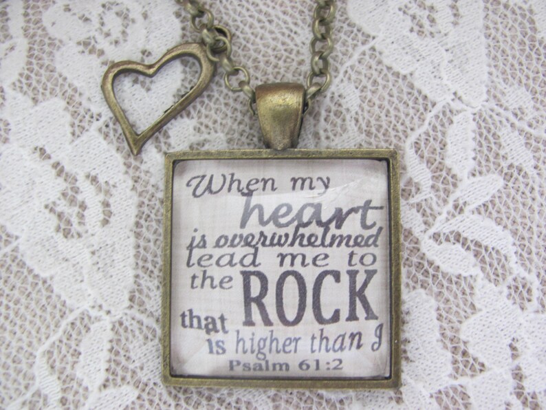 Bible Verse Pendant Necklace when My Heart is | Etsy