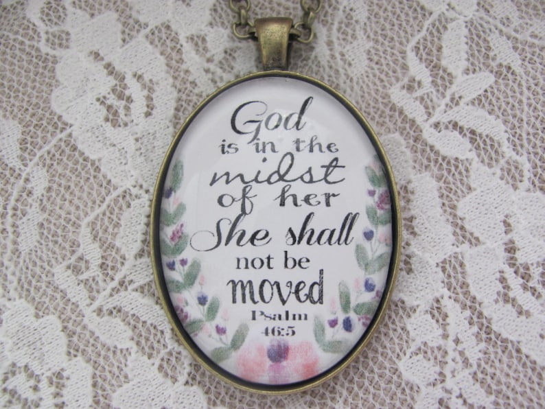Bible Verse Pendant Necklace god is in the Midst of Her - Etsy