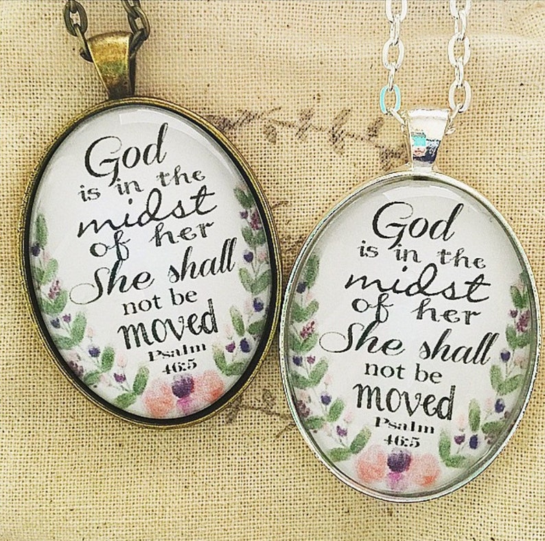 Bible Verse Pendant Necklace god is in the Midst of Her - Etsy
