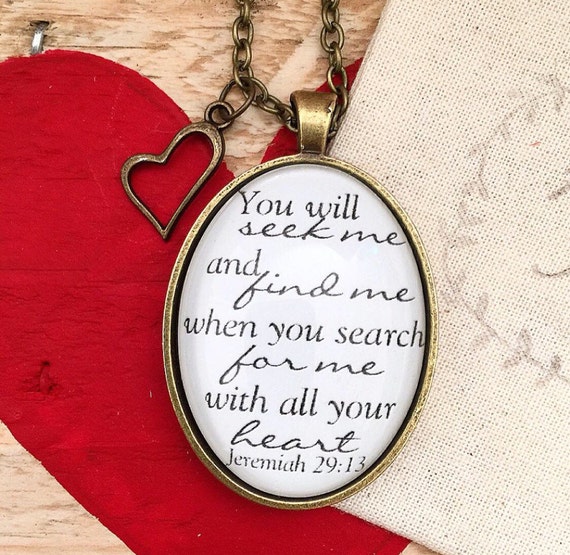 Bible Verse Pendant Necklace you Will Seek Me and Find | Etsy