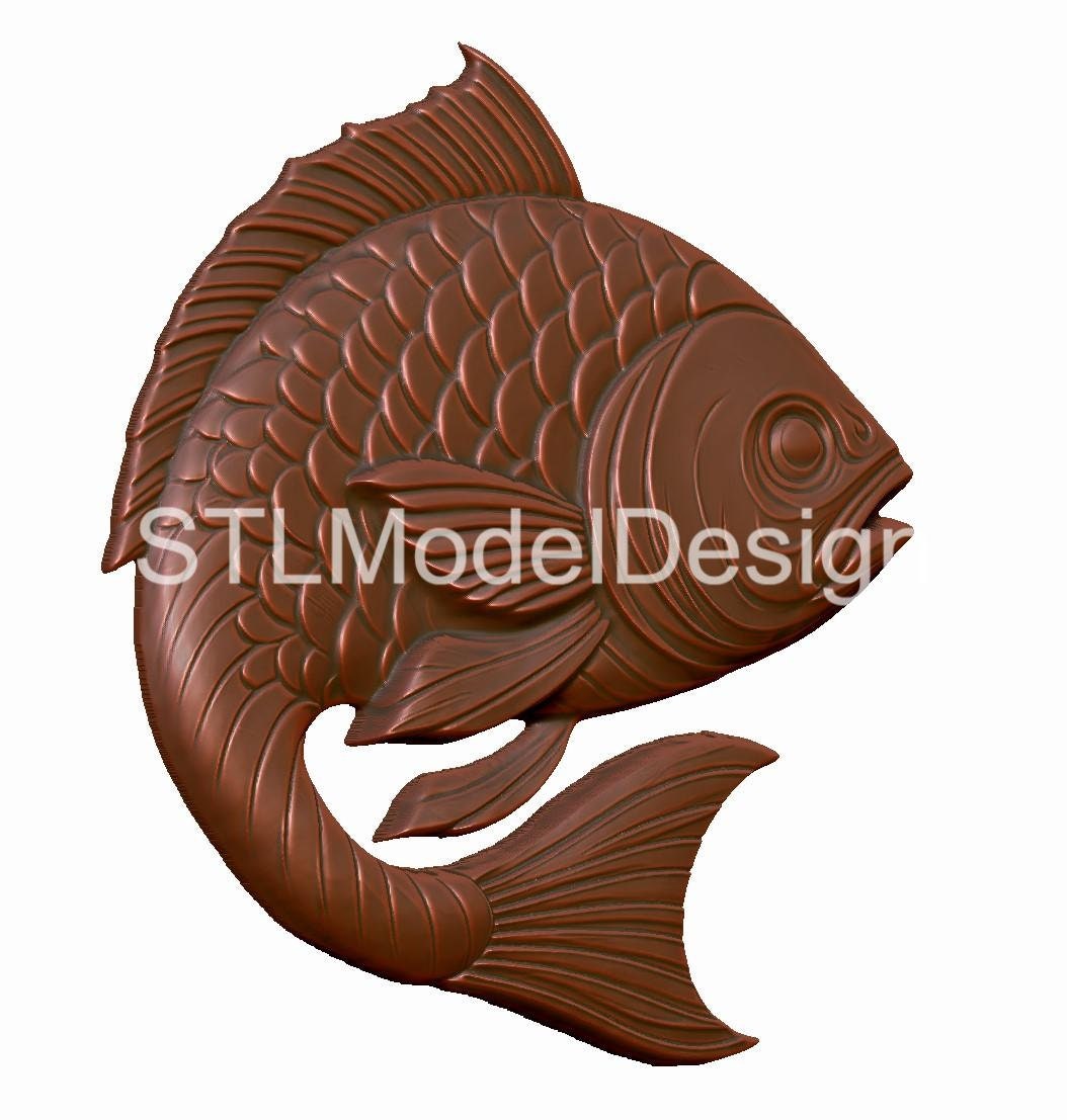 Majestic Carp Fish 3D Model STL File for CNC Carving & 3D Printing ...