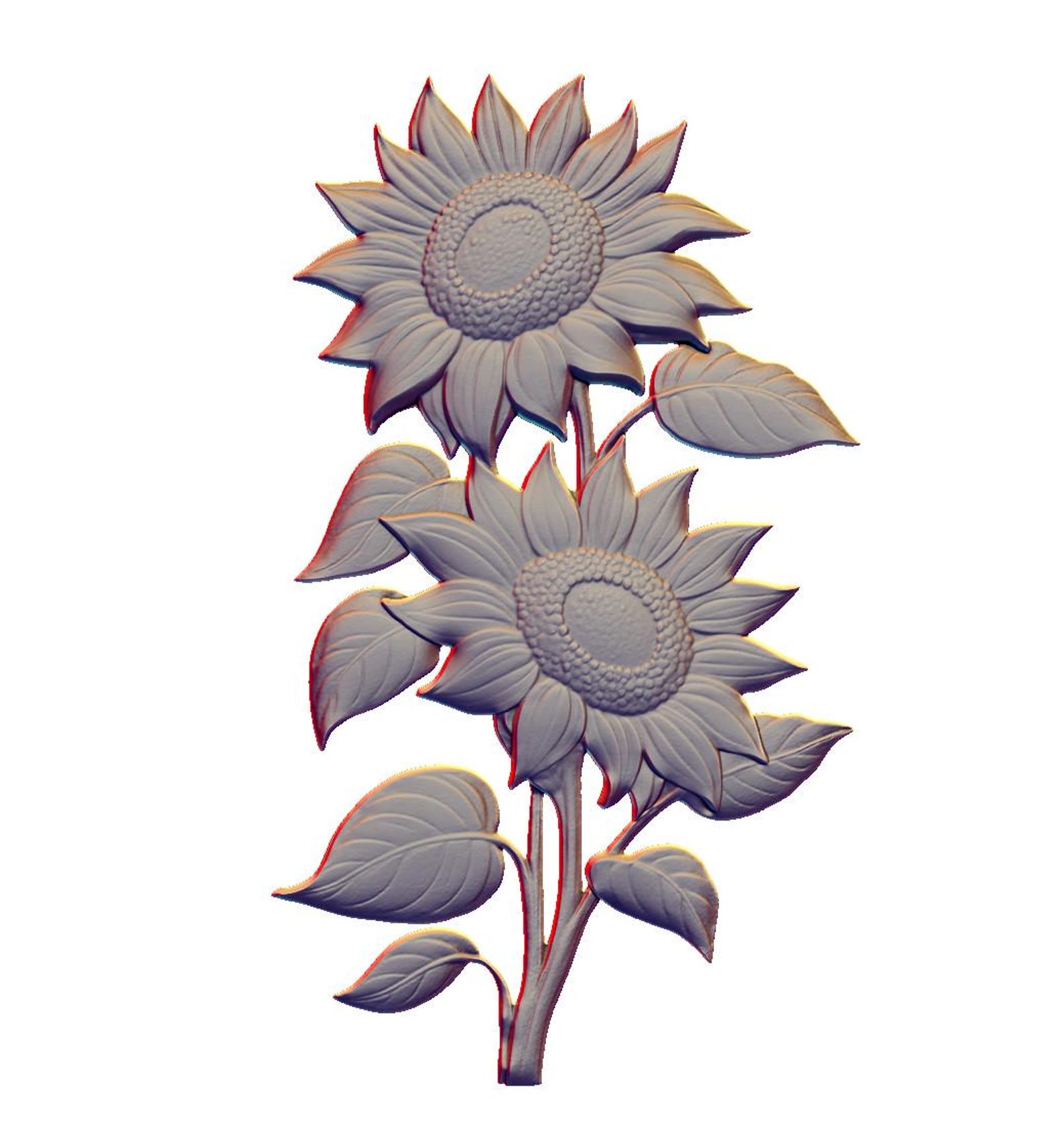 Sunflower 3D Model STL File: CNC Router, Laser Engraving, 3D Printing ...