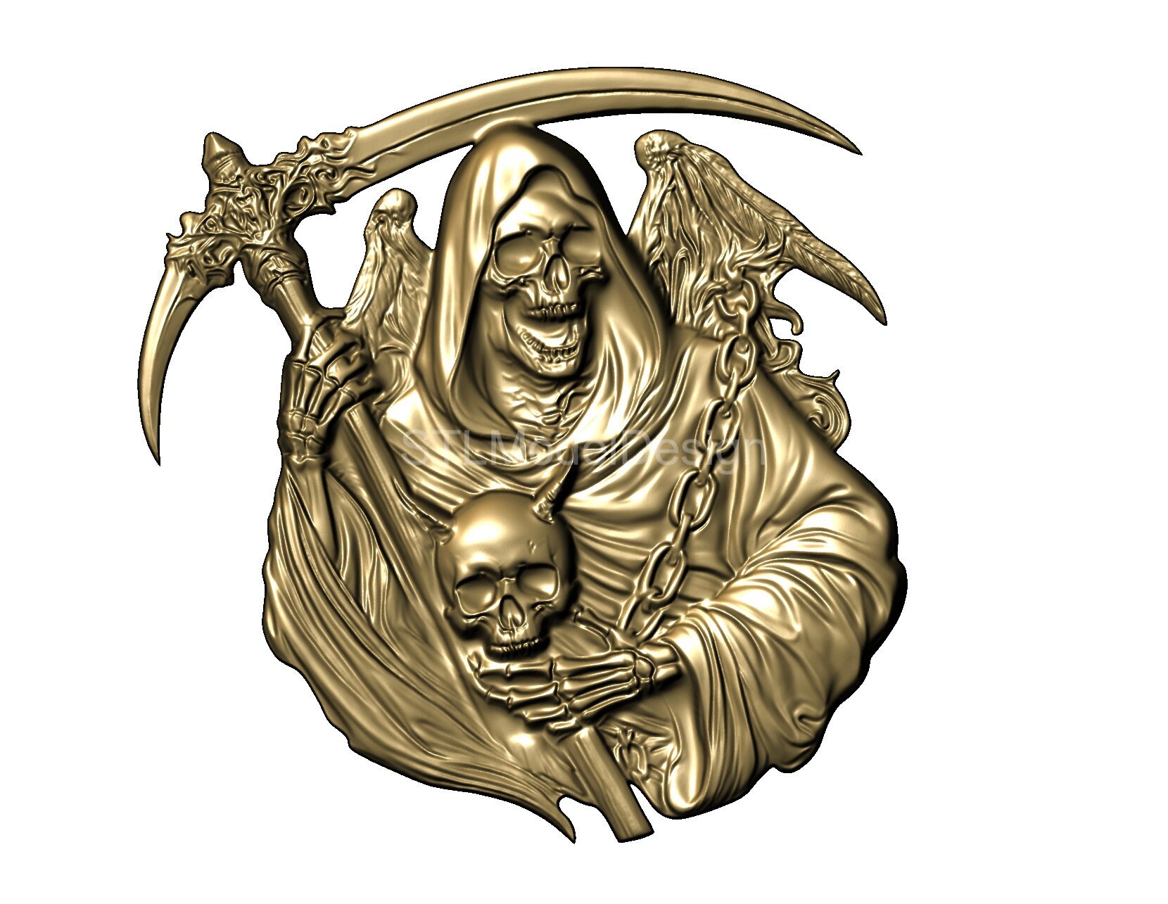 Grim Reaper 3D Model STL File for CNC Router, Laser Engraving, and 3D ...