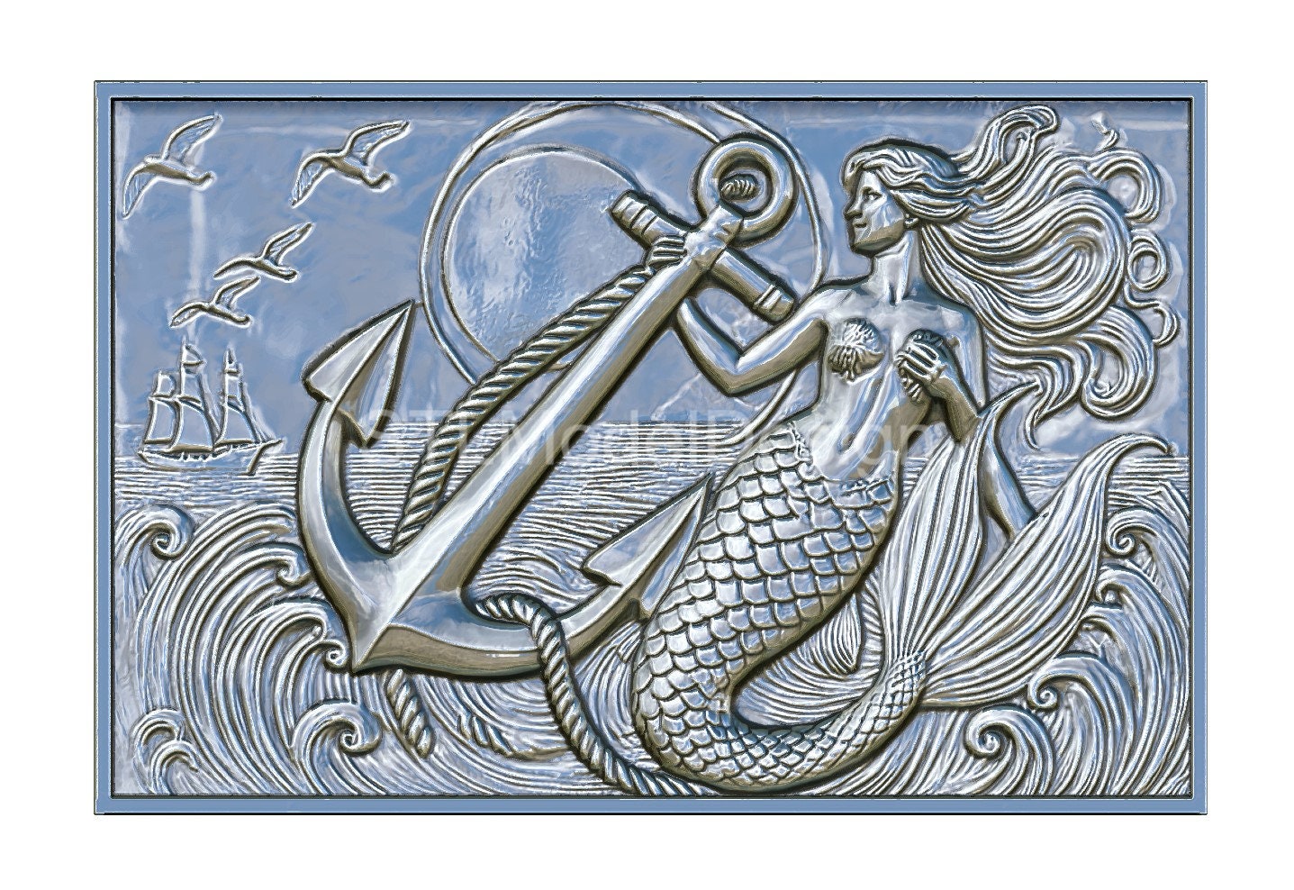 Maritime Majesty Mermaid Anchor 3D Model STL File CNC Router, Laser ...