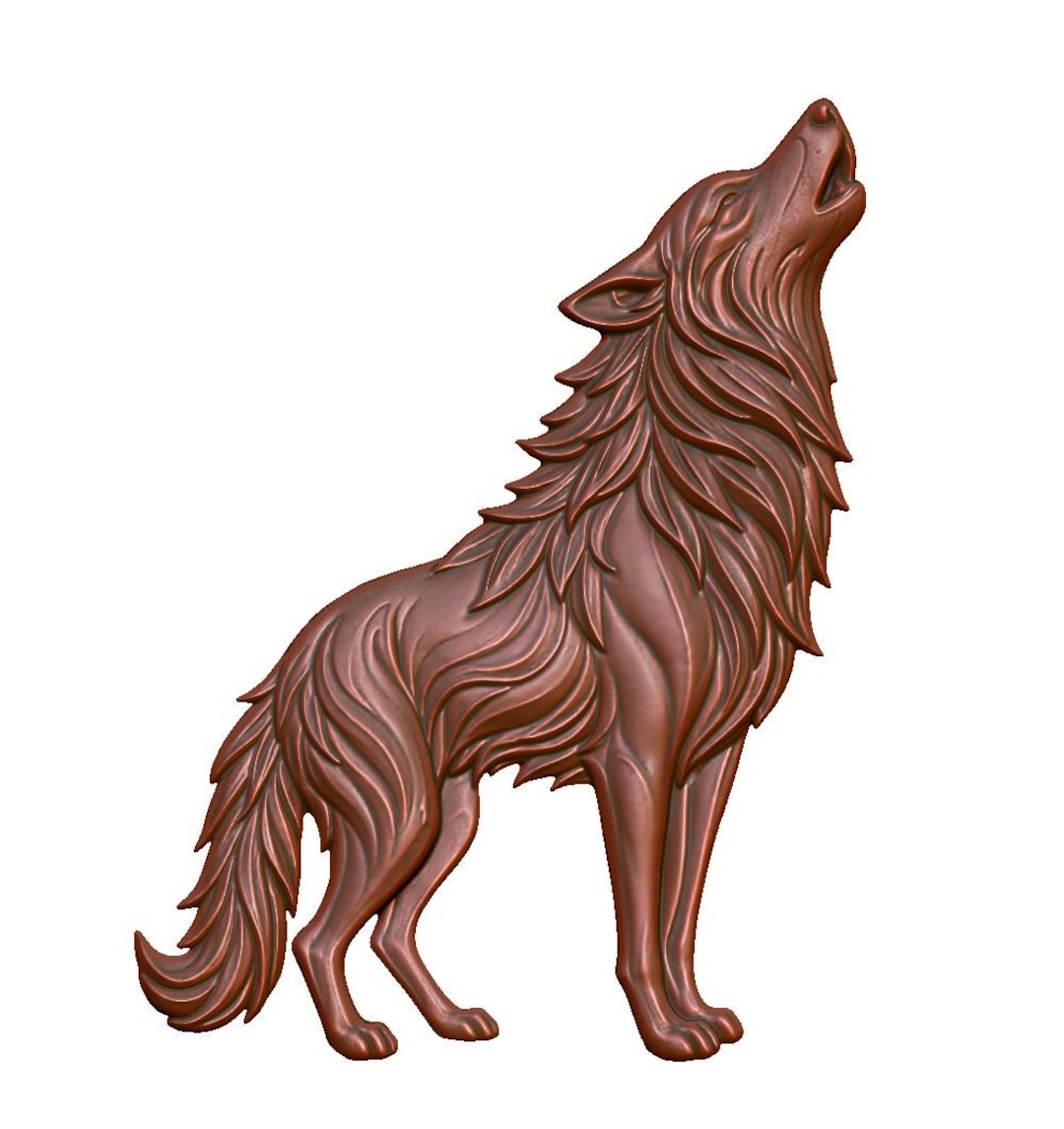 Howling Wolf 3D STL Model for CNC Router, Laser Engraving & 3D Printing ...