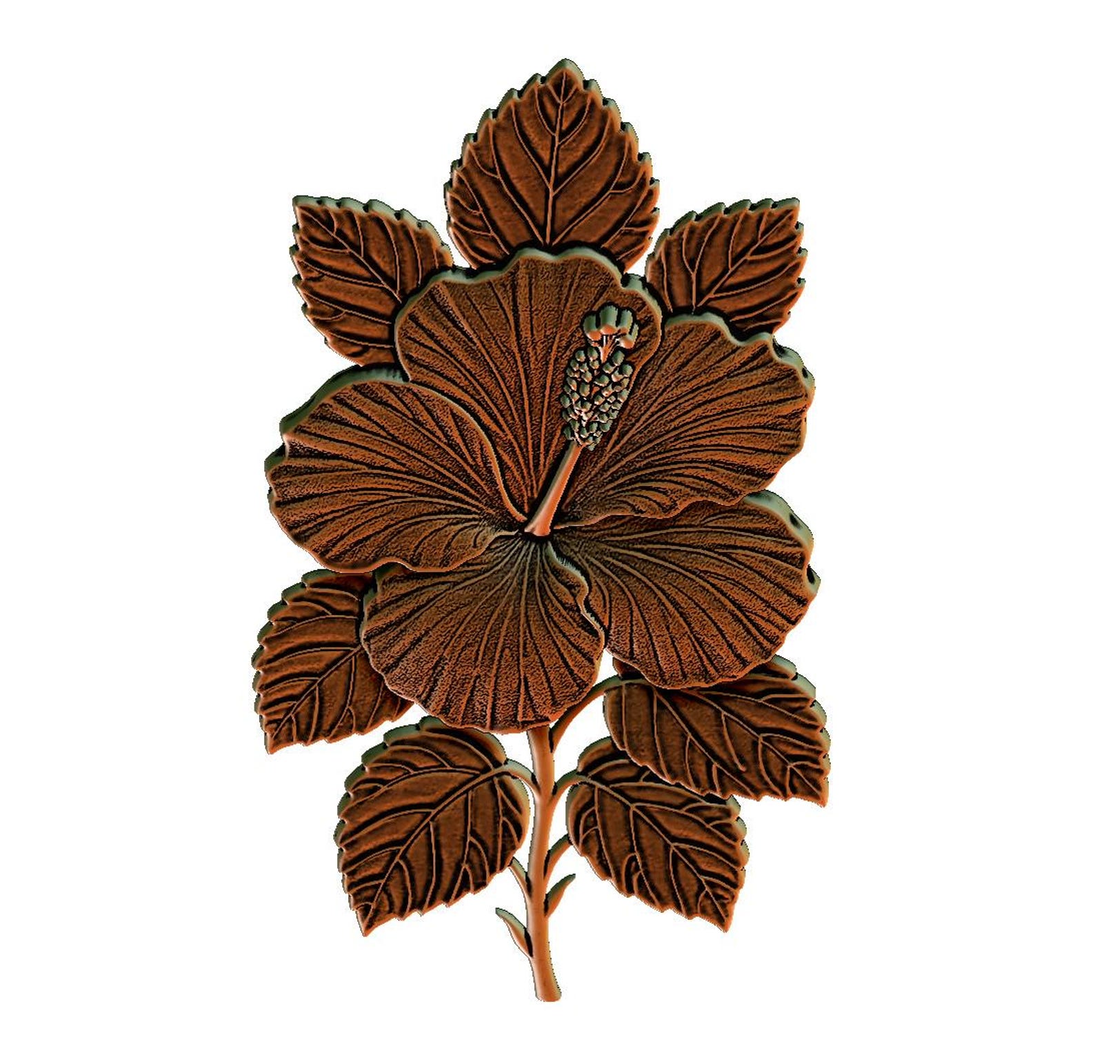 Hibiscus Flower STL Model: CNC Router, Laser Engraving, 3D Printing ...