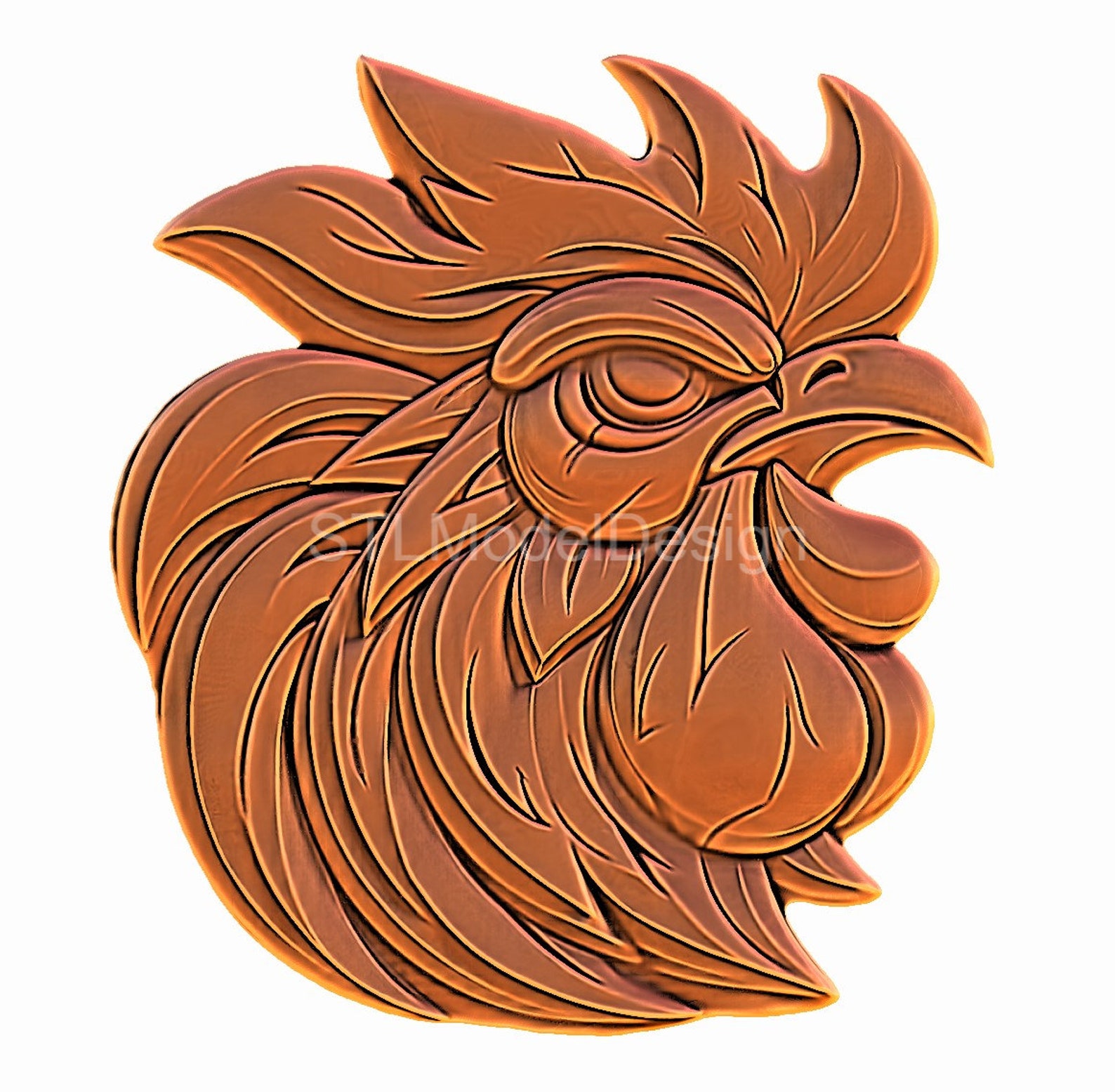 Majestic Rooster 3D Model STL File for CNC Carving & 3D Printing ...