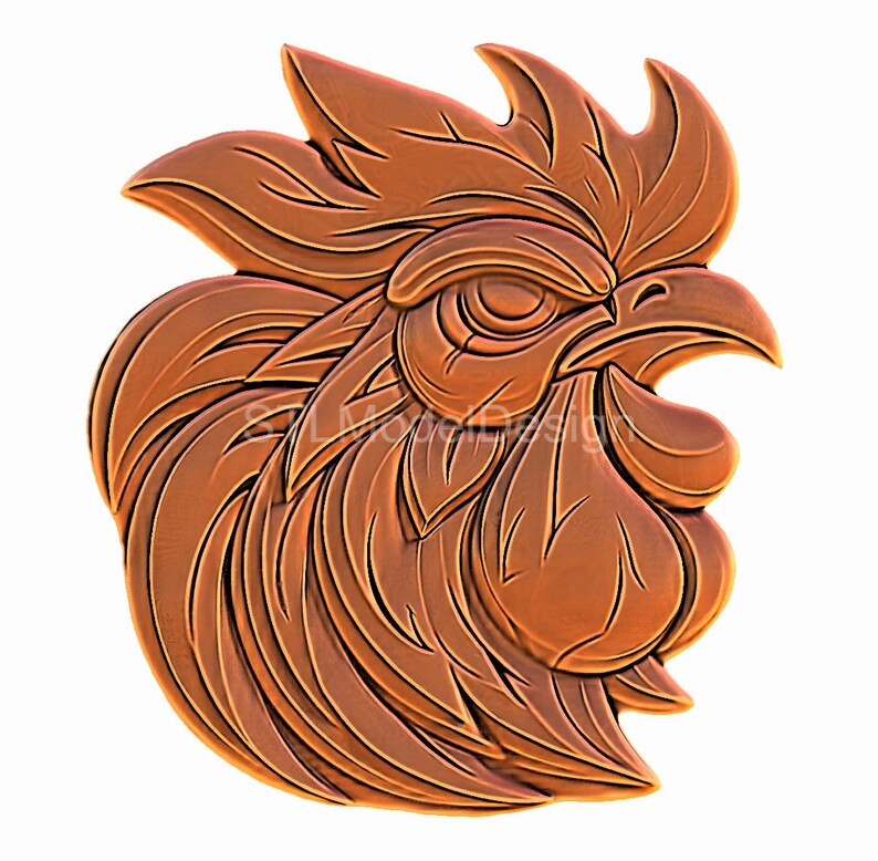 Majestic Rooster 3D Model STL File for CNC Carving & 3D Printing ...