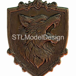 Ferocious Wolf Shield 3D Model STL File: CNC Carving, 3D Printing ...