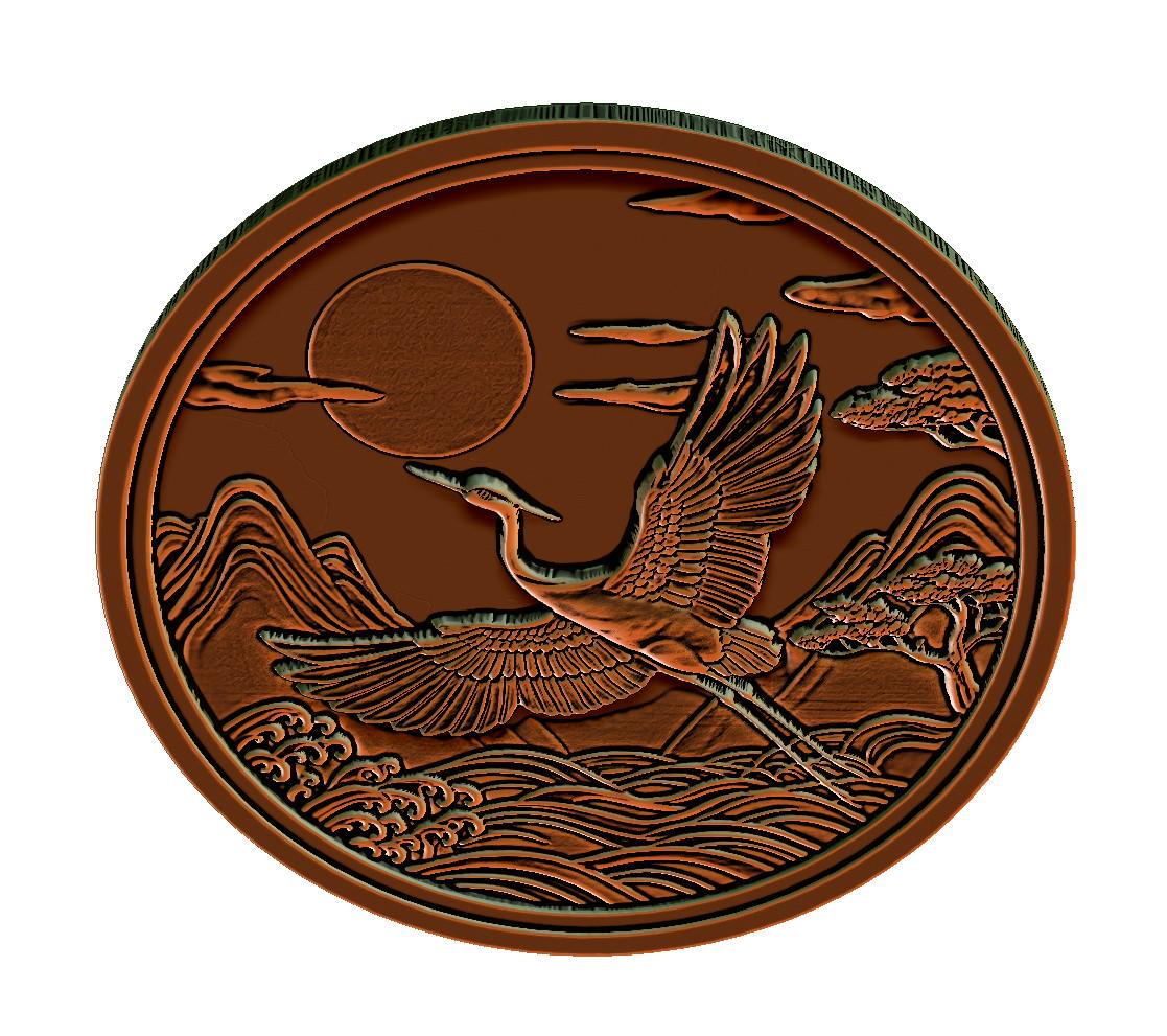 Japanese Crane 3D STL Model for CNC Router, Laser Engraving & 3D ...