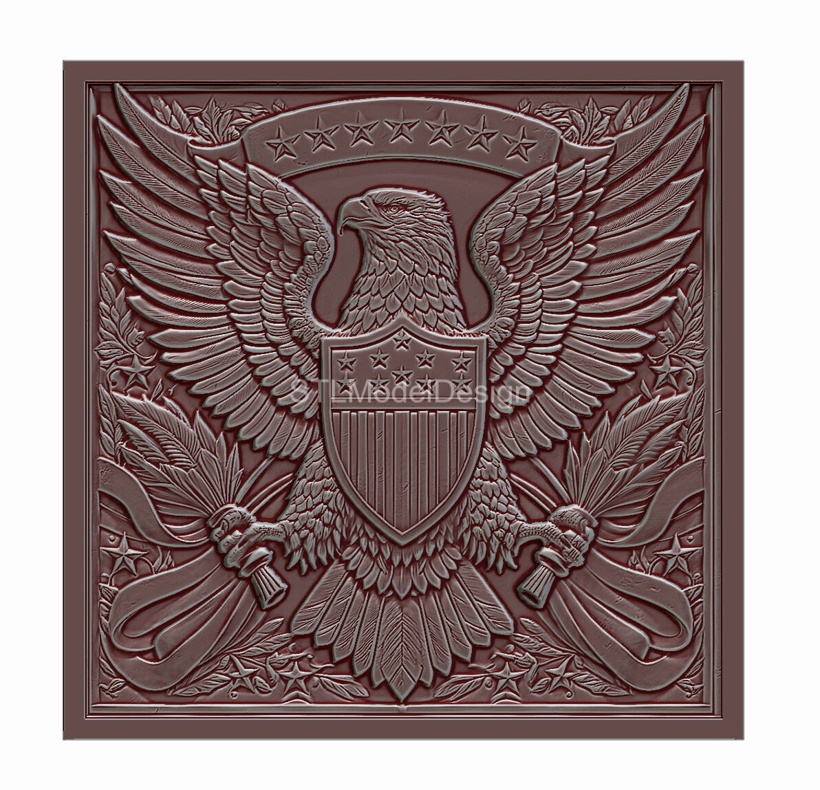 Patriotic Eagle Emblem 3D Model STL File for CNC Carving & 3D Printing ...