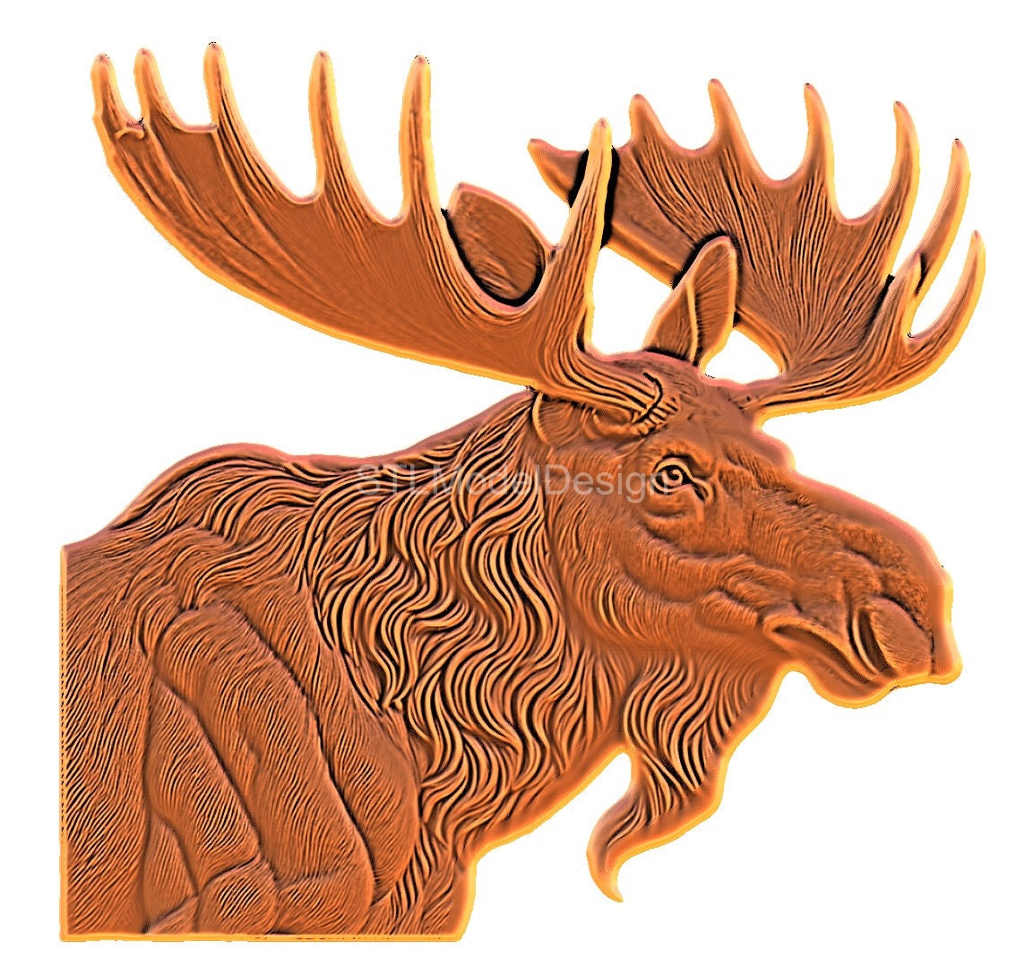Majestic Wilderness Moose 3D Model STL for CNC Router, Laser Engrave ...