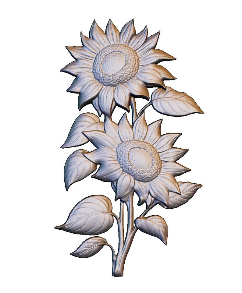 Sunflower 3D Model STL File: CNC Router, Laser Engraving, 3D Printing ...