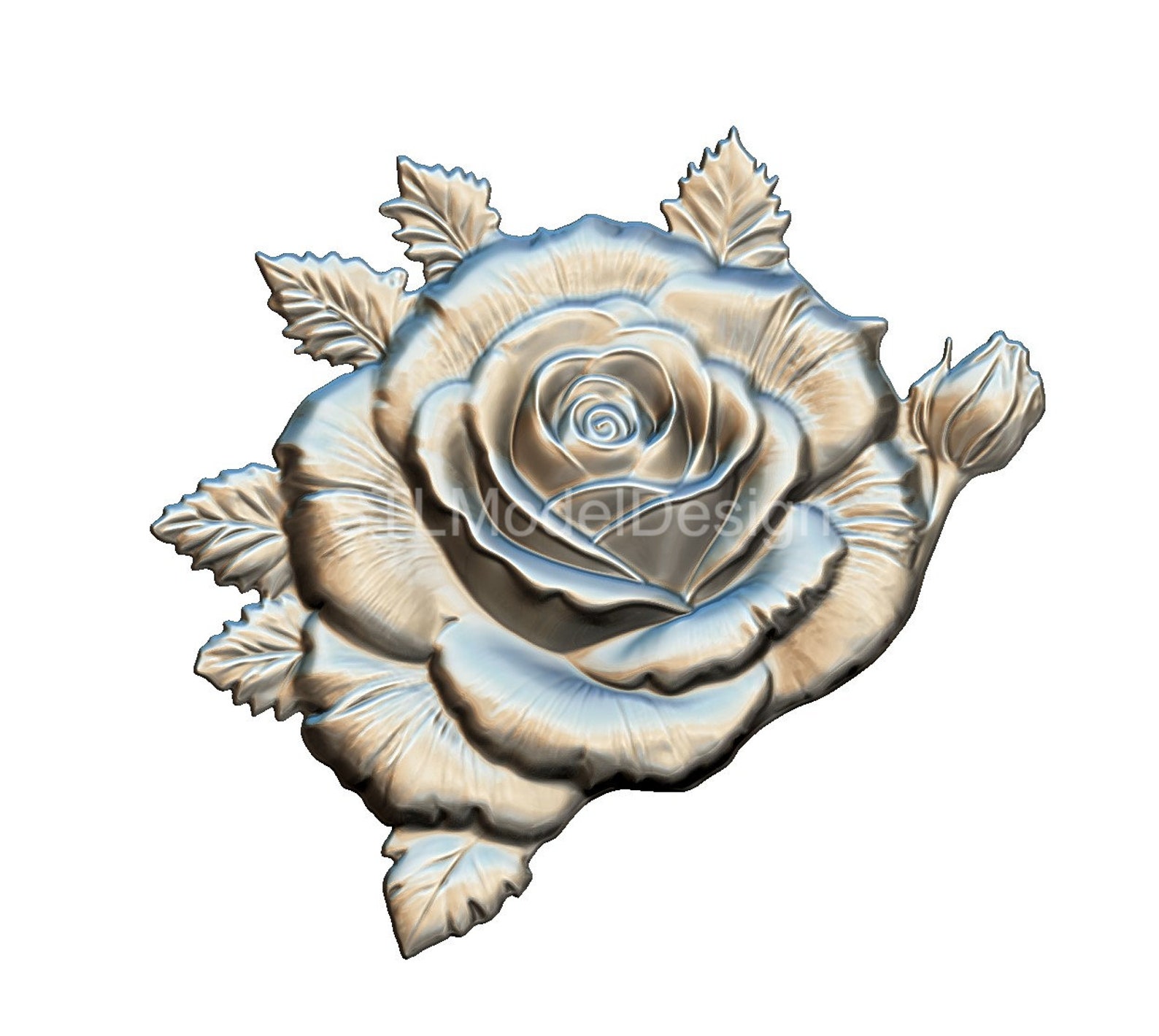 Rose Relief 3D Model STL File: CNC Router, Laser, 3D Printing (digital ...