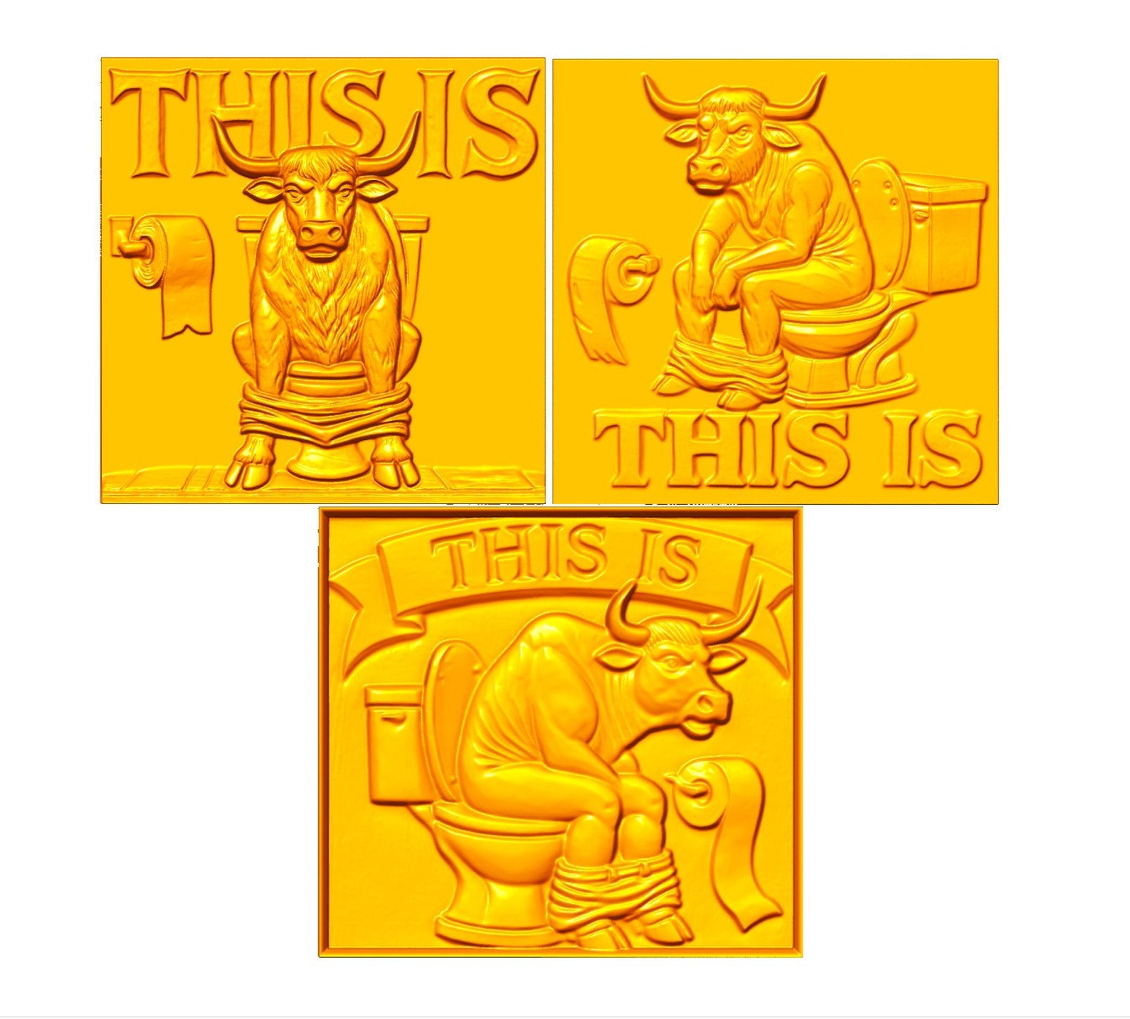 Funny Bull Toilet Sign 3D Models, CNC Router Laser Engraving Files ...