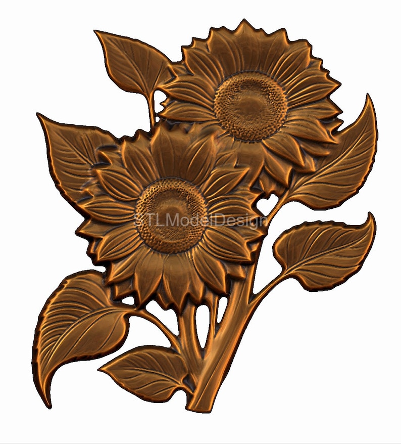 Sunflower Bouquet 3D Model STL File for CNC Carving & 3D Printing ...
