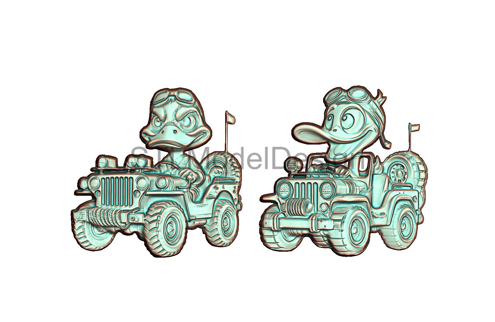 Duck in Jeep 3D Model STL File: CNC Router, Laser, 3D Printing (digital ...
