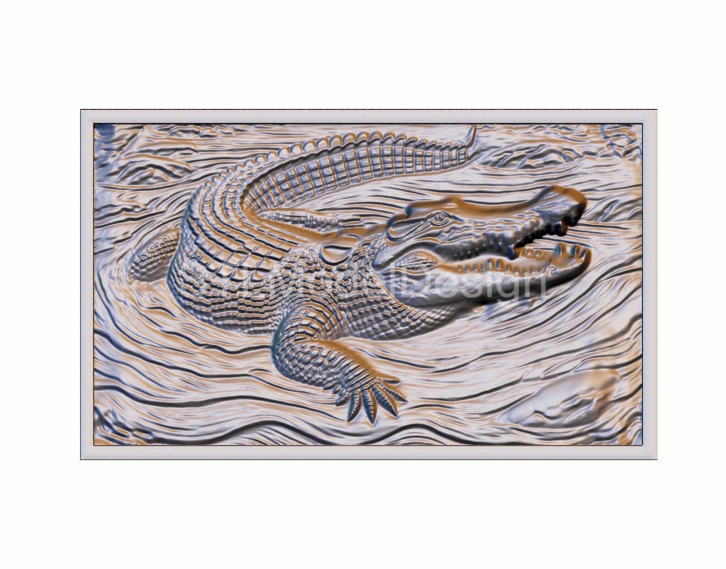 Alligator in Water Decorative 3D Model STL File for CNC Router, Laser ...