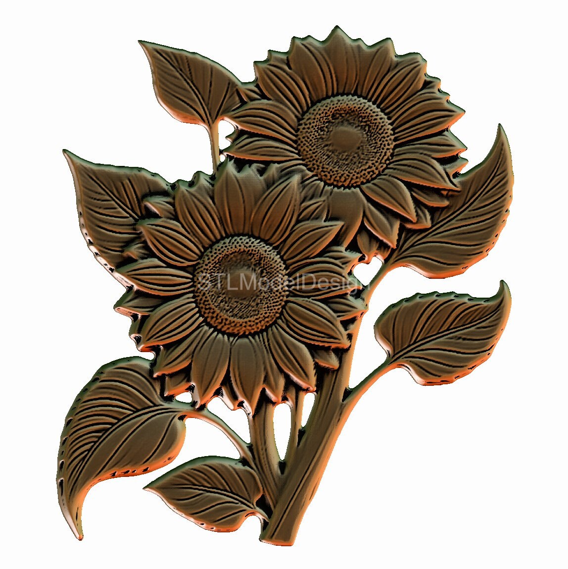Sunflower Bouquet 3D Model STL File for CNC Carving & 3D Printing ...