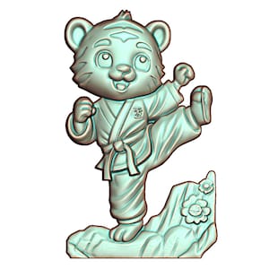 Karate Tiger Decorative 3D Model STL File for CNC Router, Laser ...