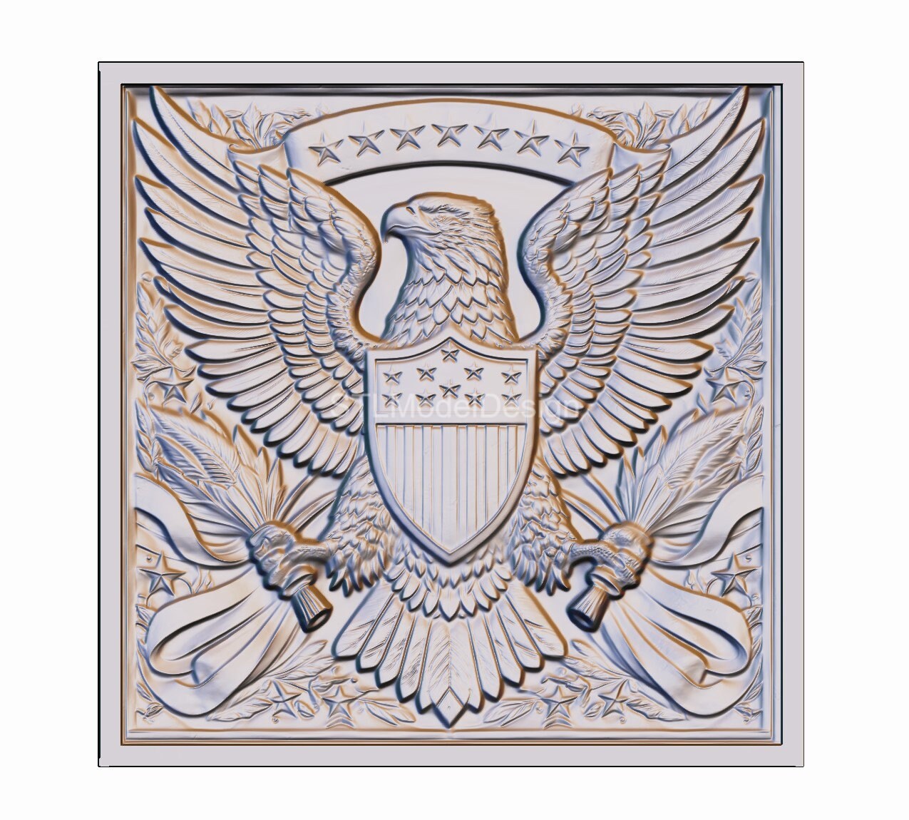 Patriotic Eagle Emblem 3D Model STL File for CNC Carving & 3D Printing ...