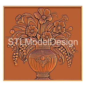 Classic Floral Arrangement 3D Model STL File for CNC Carving & 3D ...