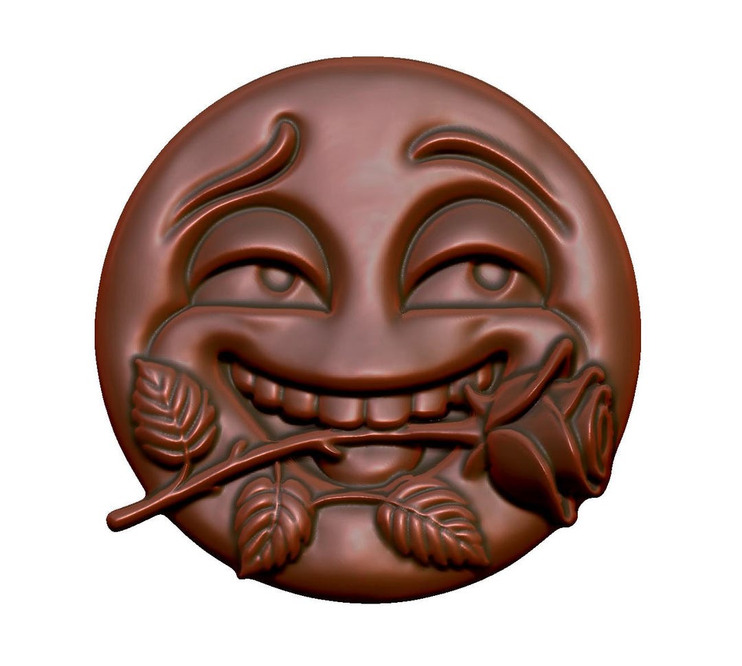 Smiling Emoji With Rose 3D Model STL File for CNC Router, Laser ...