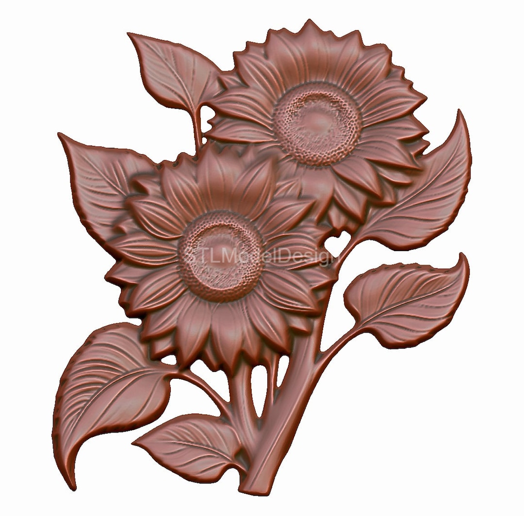 Sunflower Bouquet 3D Model STL File for CNC Carving & 3D Printing ...