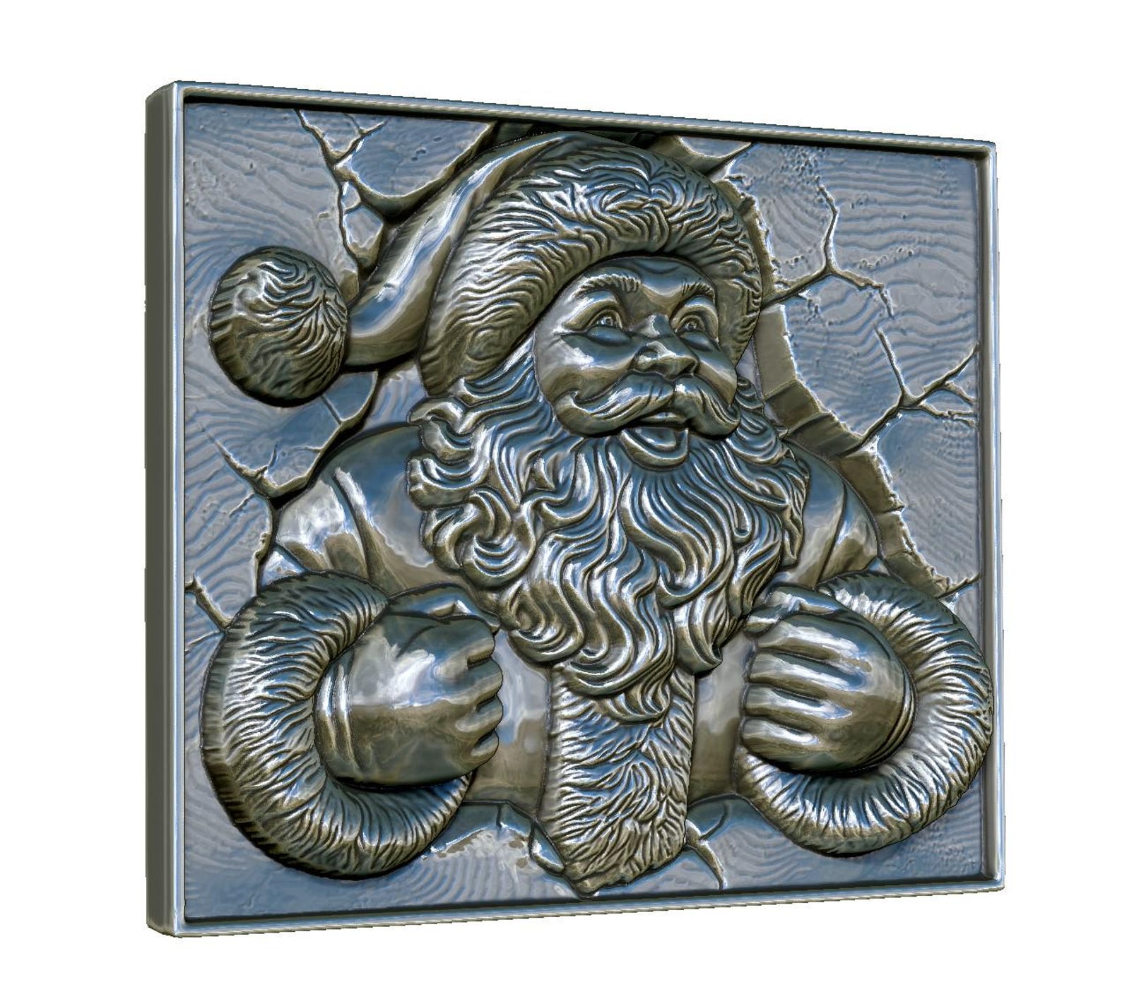 Santa Claus Breaking Wall 3D Model STL File, CNC Laser Engraving ...