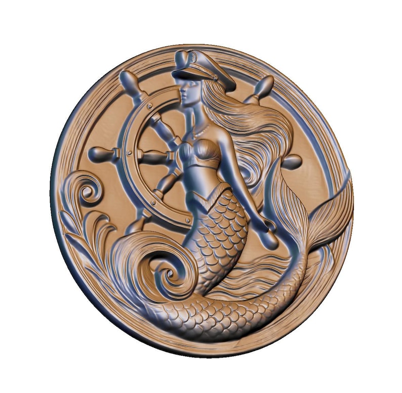 Nautical Mermaid 3D Model STL File: CNC Router, Laser, 3D Printing ...