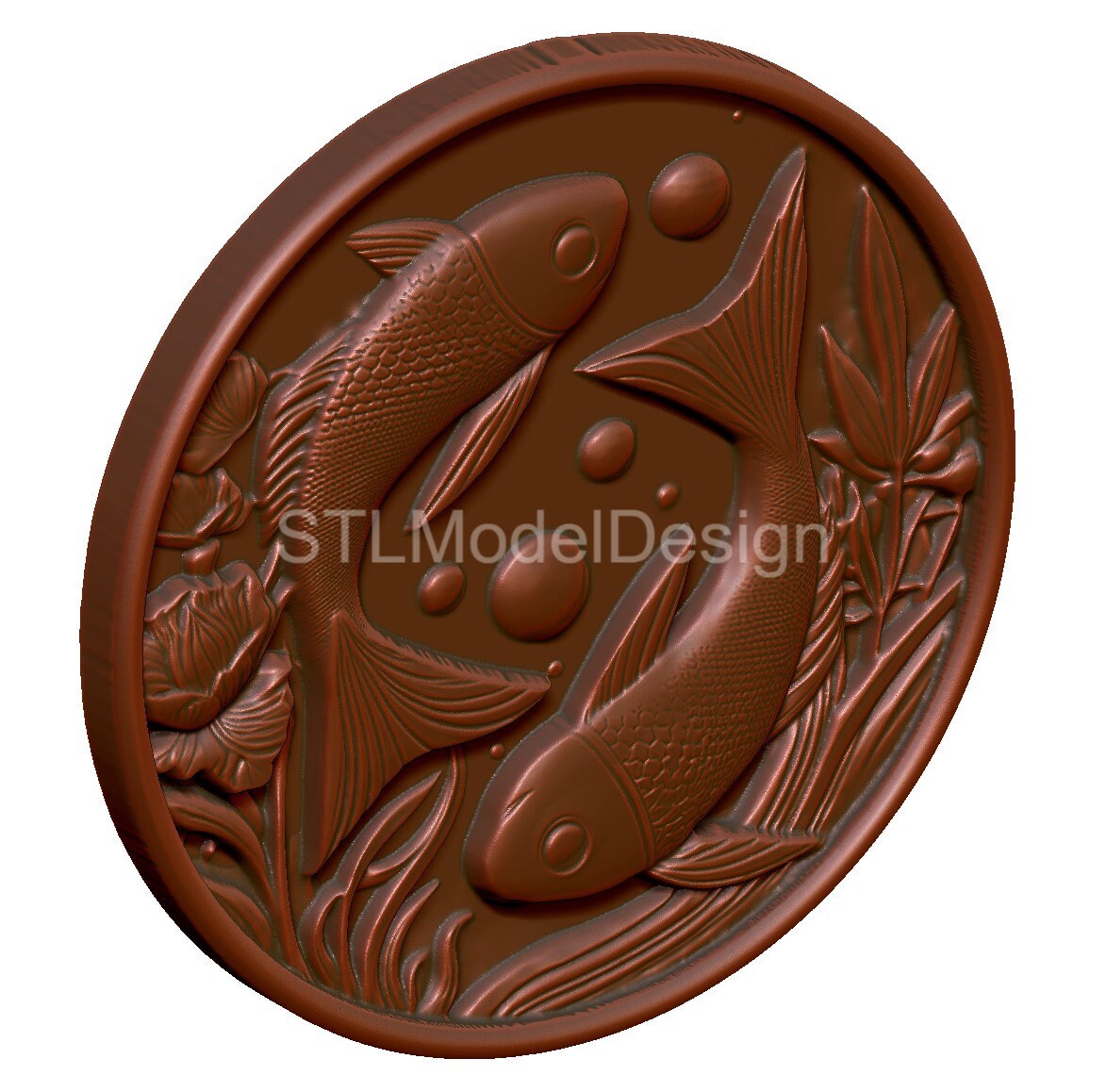 Serene Fish 3D Model STL File for CNC Carving & 3D Printing Instant ...