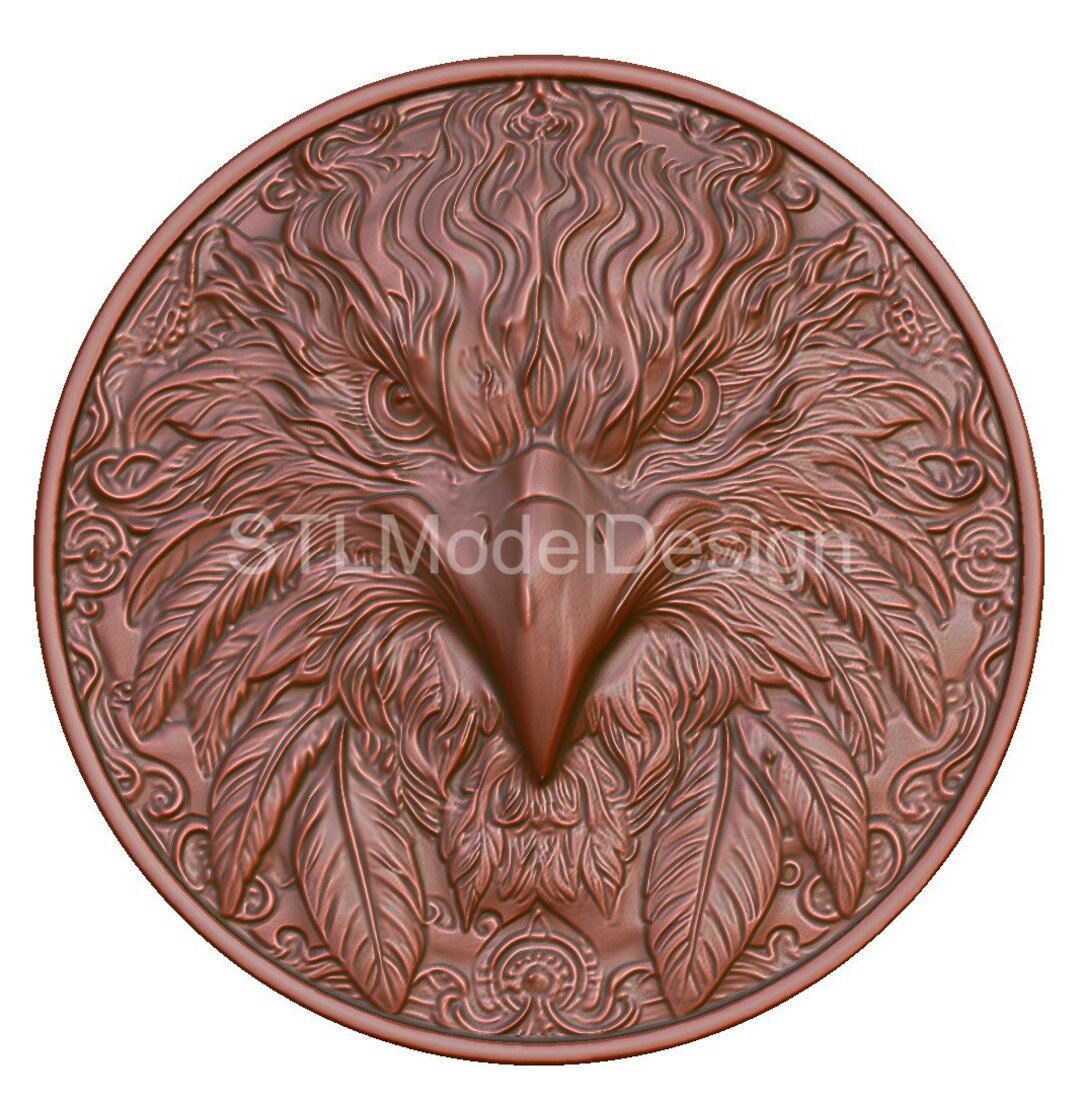 Majestic Eagle Crest Coin 3D Model STL File for CNC Router, Laser ...