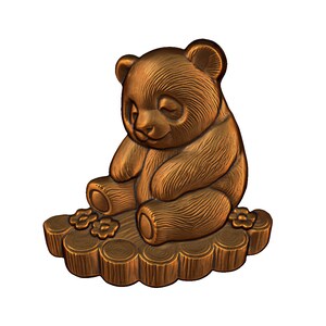 Adorable Panda Figure 3D Model STL File for CNC Router, Laser Engraving ...