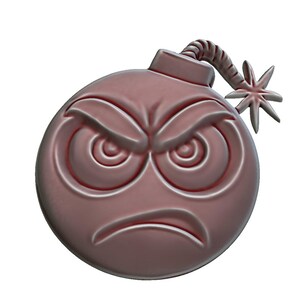 Angry Bomb Smiley 3D Model STL File for CNC Router, Laser Engraving ...
