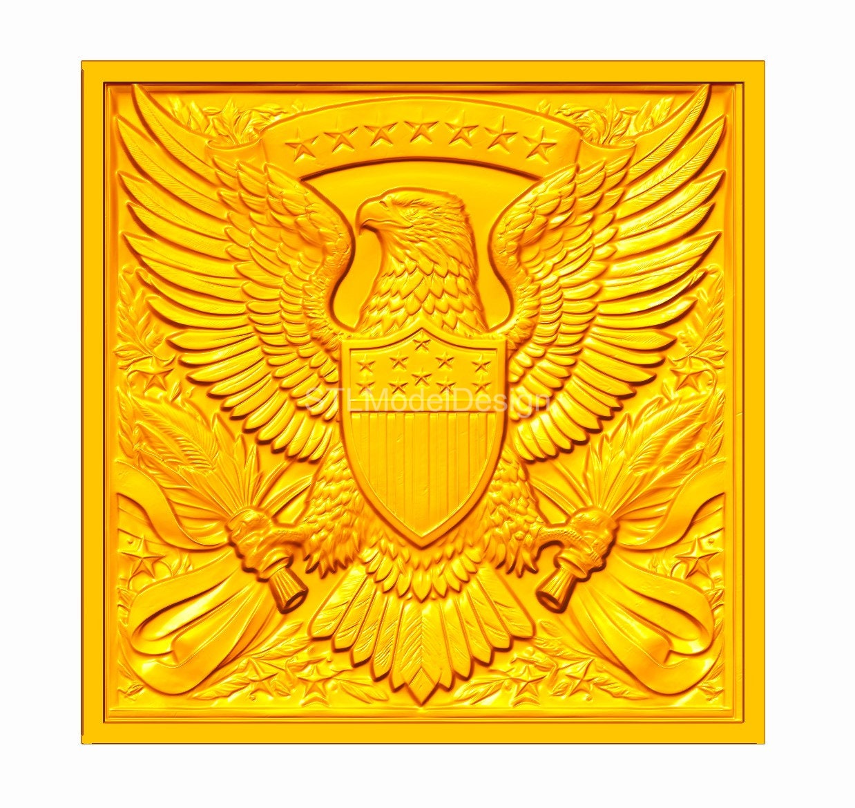 Patriotic Eagle Emblem 3D Model STL File for CNC Carving & 3D Printing ...