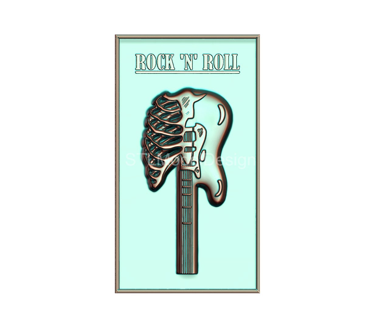 Rock 'n' Roll Skull Guitar 3D Model STL File for CNC Router, Laser ...