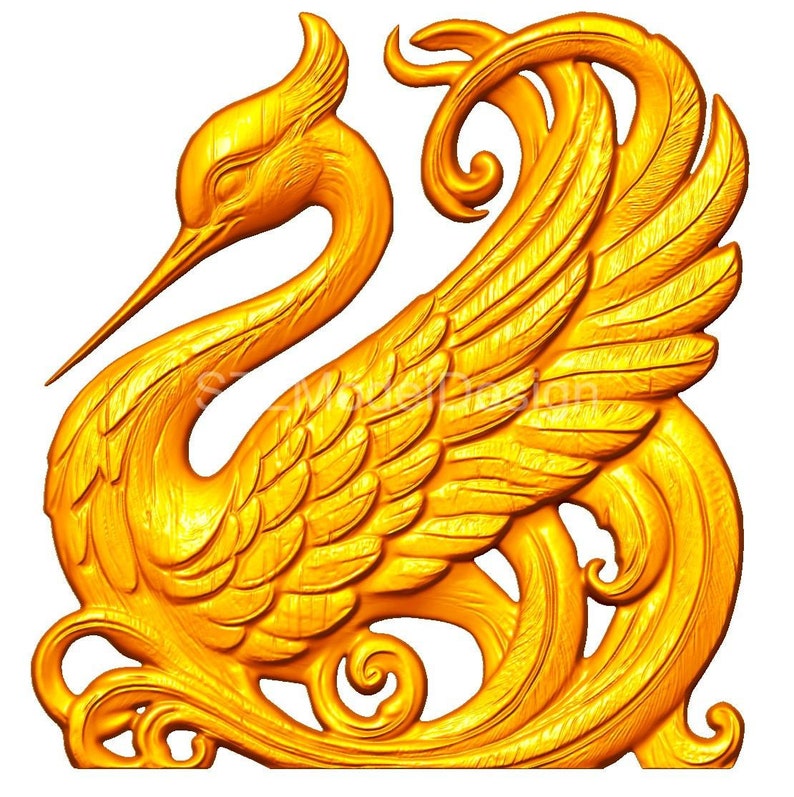 Elegant Heron Relief 3D Model STL File for CNC Router, Laser Engraving ...