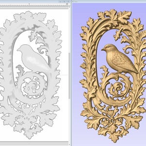 Bird & Floral Frame 3D Model: CNC Router, Laser, 3D Printing (STL File ...