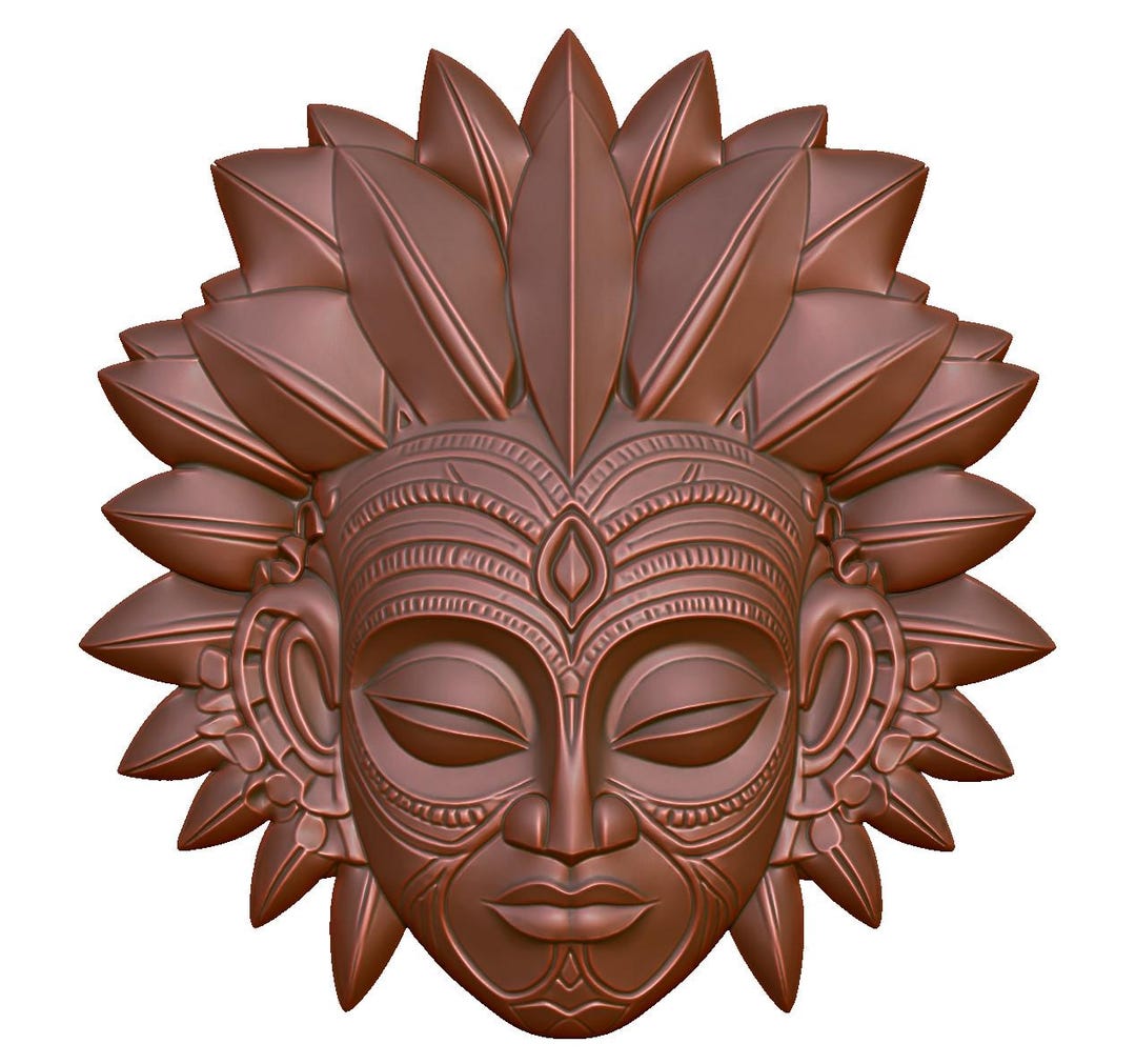 Tribal Spirit Mask Relief 3D Model STL File for CNC Router, Laser ...