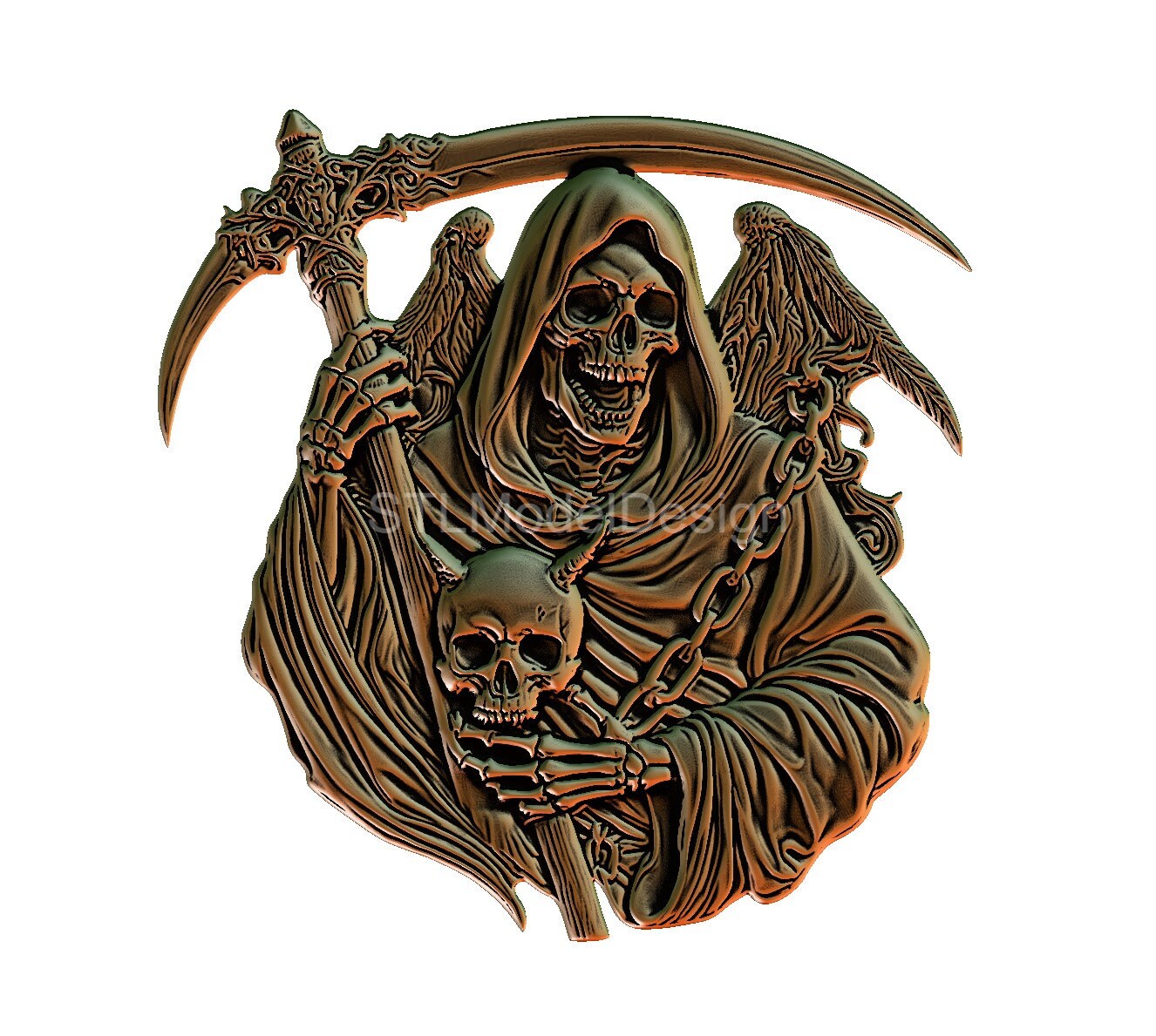 Grim Reaper 3D Model STL File for CNC Router, Laser Engraving, and 3D ...