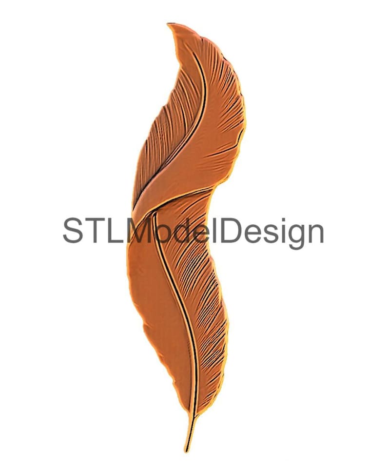 Graceful Feather 3D Model STL File for CNC Carving & 3D Printing ...