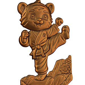 Karate Tiger Decorative 3D Model STL File for CNC Router, Laser ...