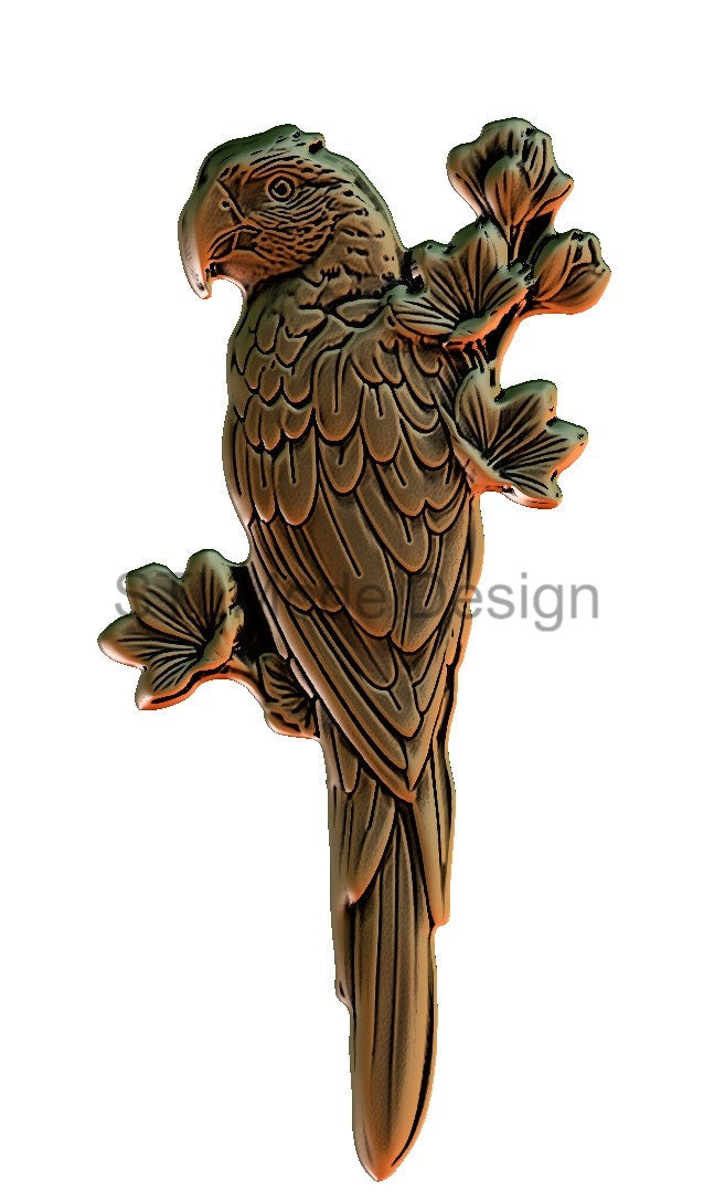 Majestic Parrot 3D Model STL File for CNC Carving, Laser Engraving & 3D ...